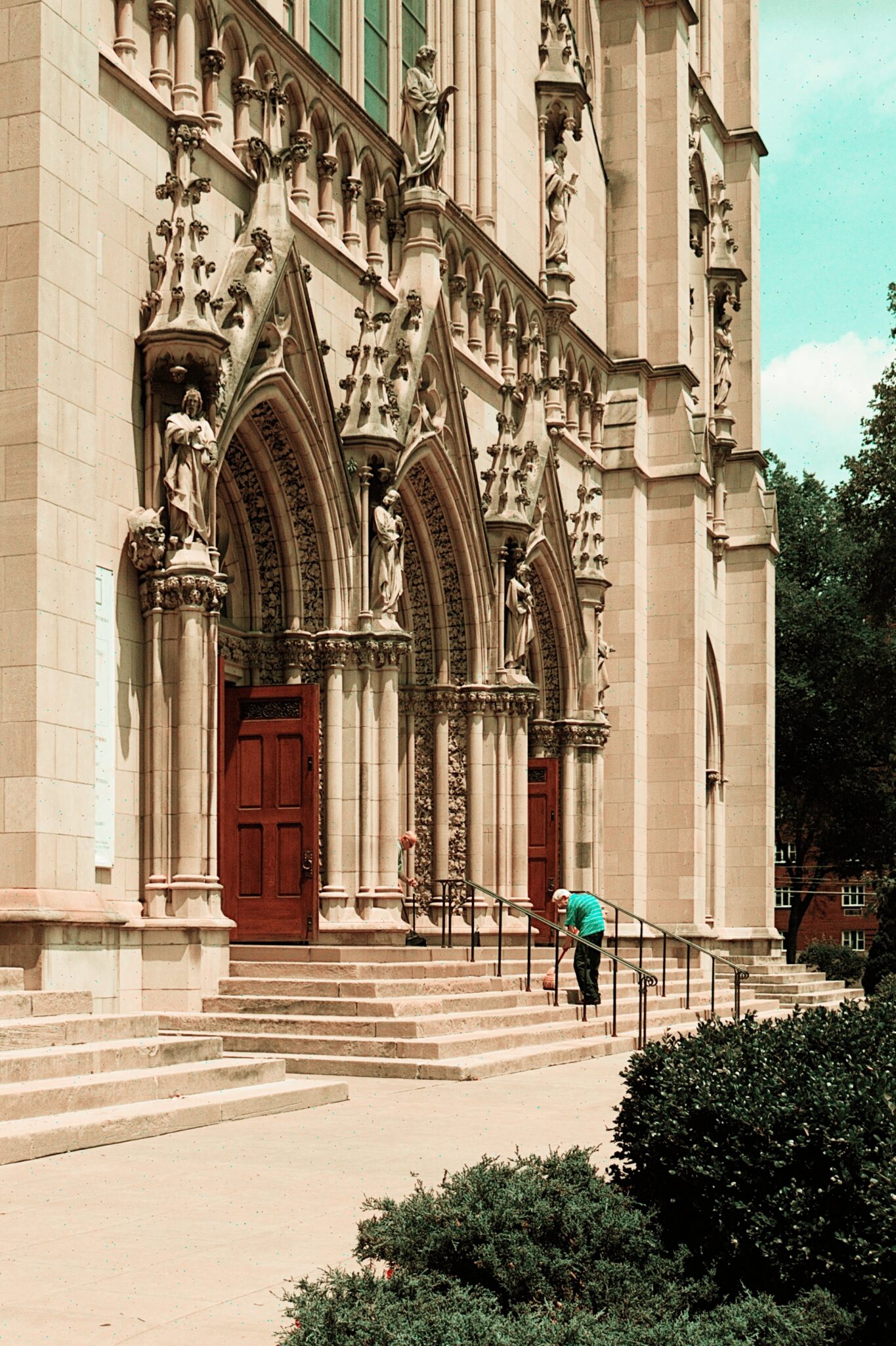 Sweeping the Cathedral Steps – Father Pitt